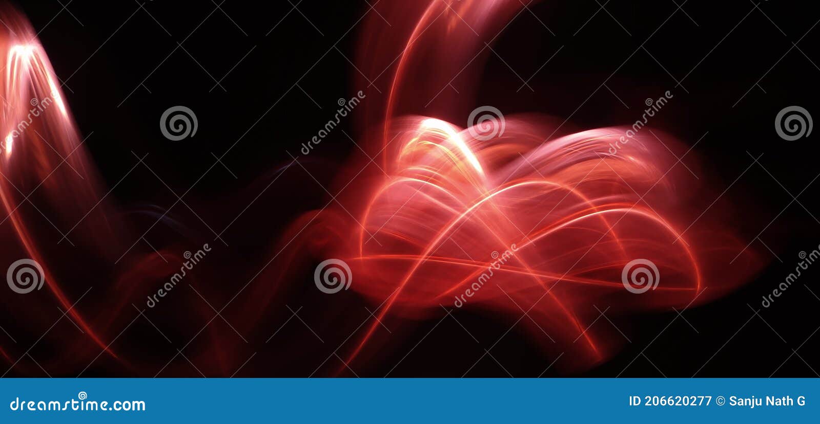 Neon Red Light Curve Wave Pattern Abstract Flowing in a Isolated Black ...
