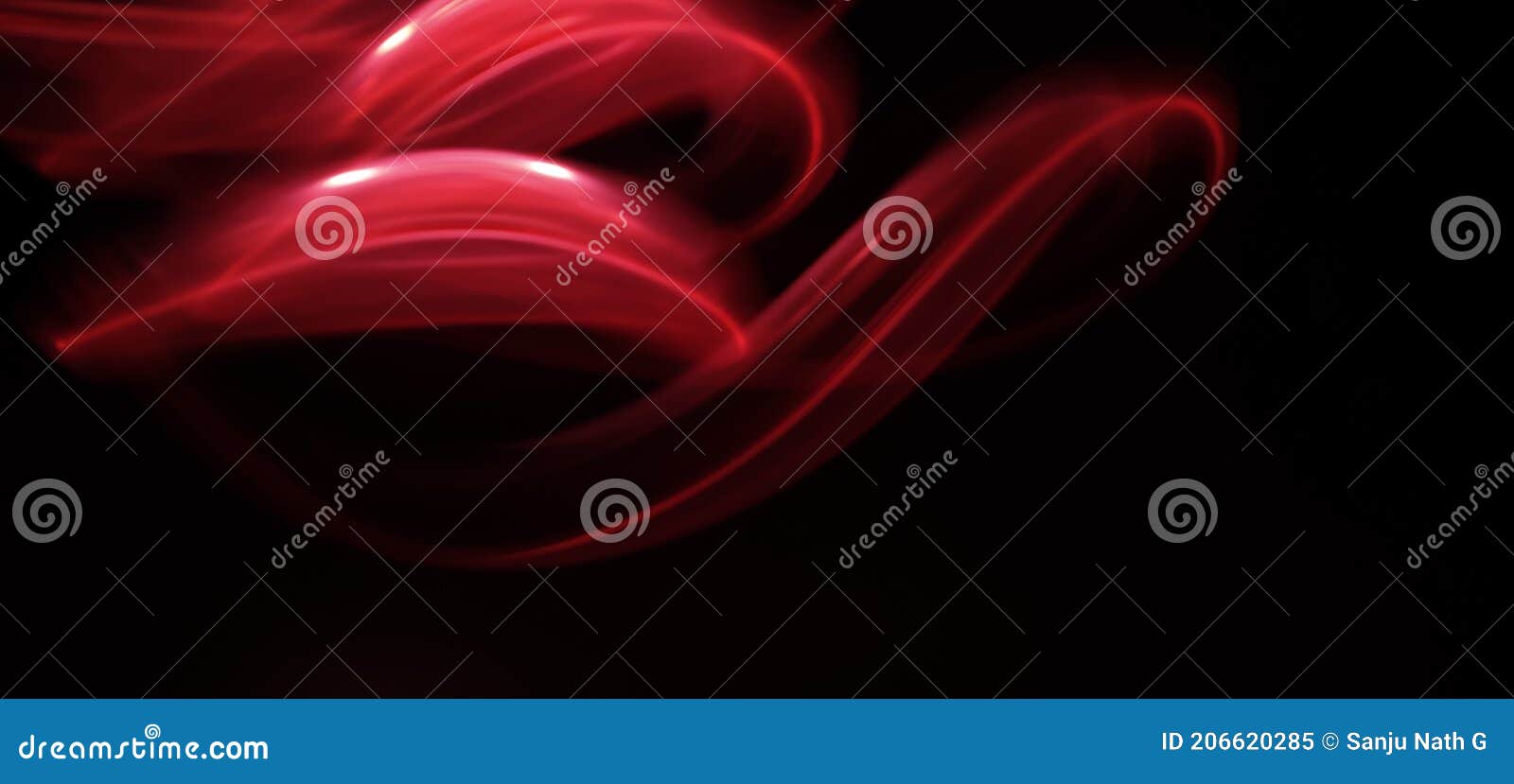 Neon Red Light Curve Wave Pattern Abstract Flowing in a Isolated Black ...