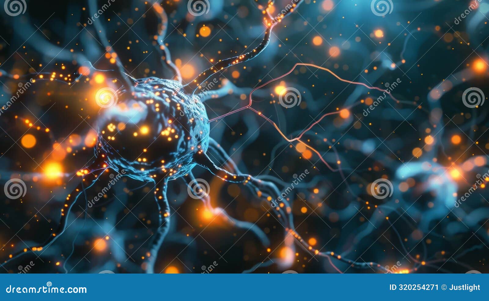 Closeup of a Nerve Cell with Cytoplasmic Streaming Distributing ...
