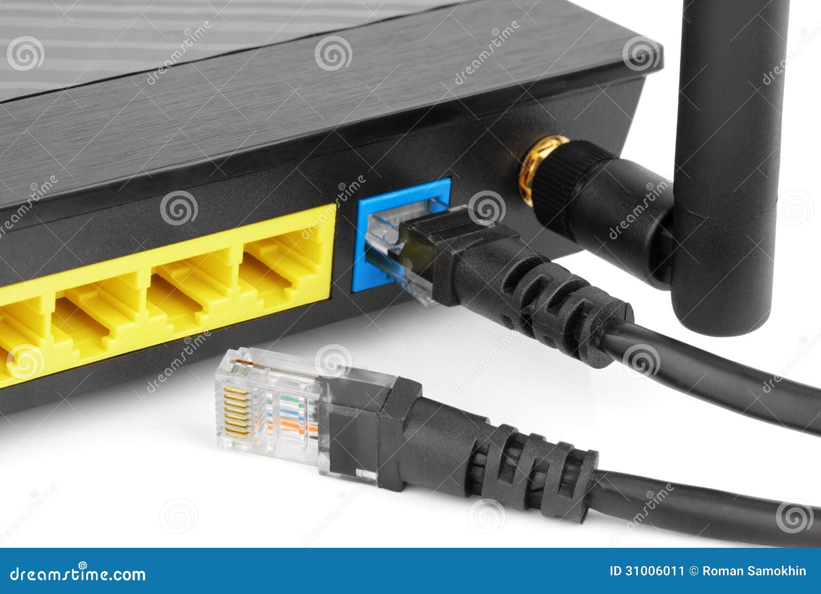 Closeup of Network Cables Connected To Router Stock Image - Image of ...