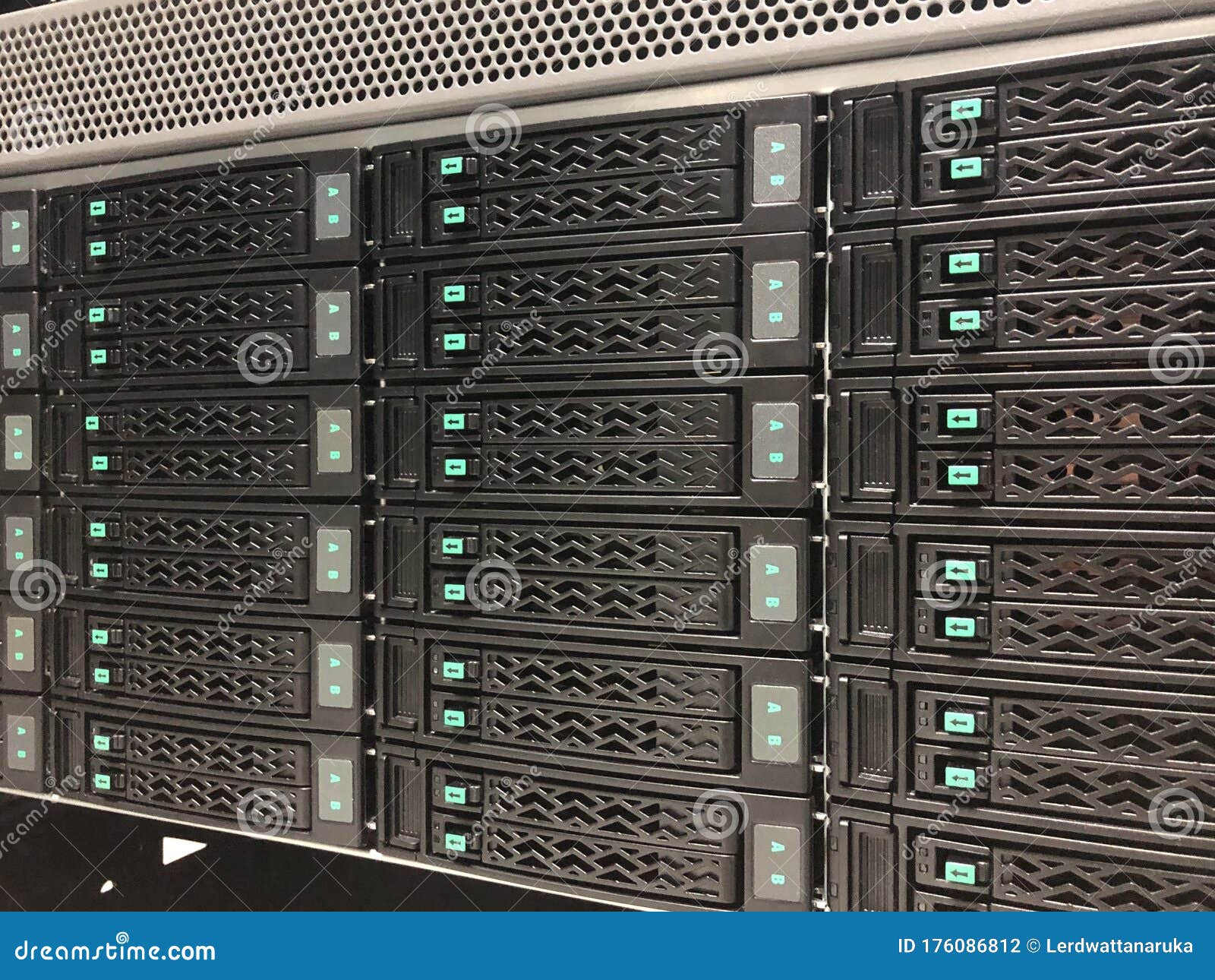 Closeup Network Storage Hard Drive in Datacenter Stock Photo - Image of ...