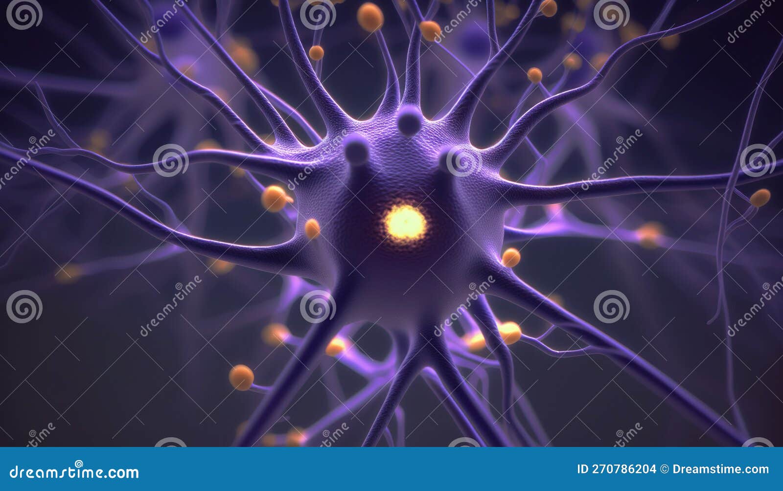 Closeup of Neuron Cells in the Brain. Neurons Connected with a Net To ...
