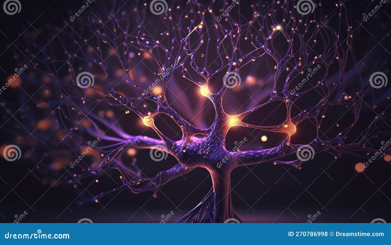 Closeup of Neuron Cells in the Brain. Neurons Connected with a Net To ...