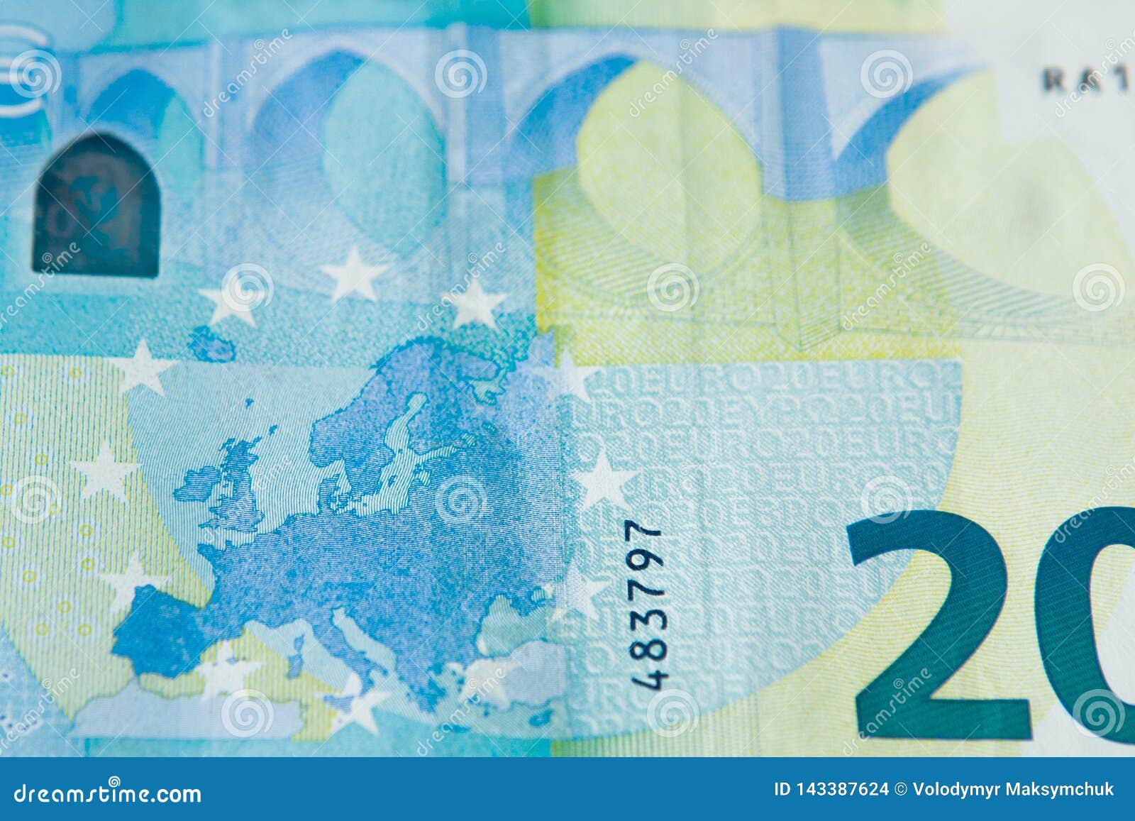 Closeup of New Banknote of Twenty Euros Background Stock Photo - Image ...
