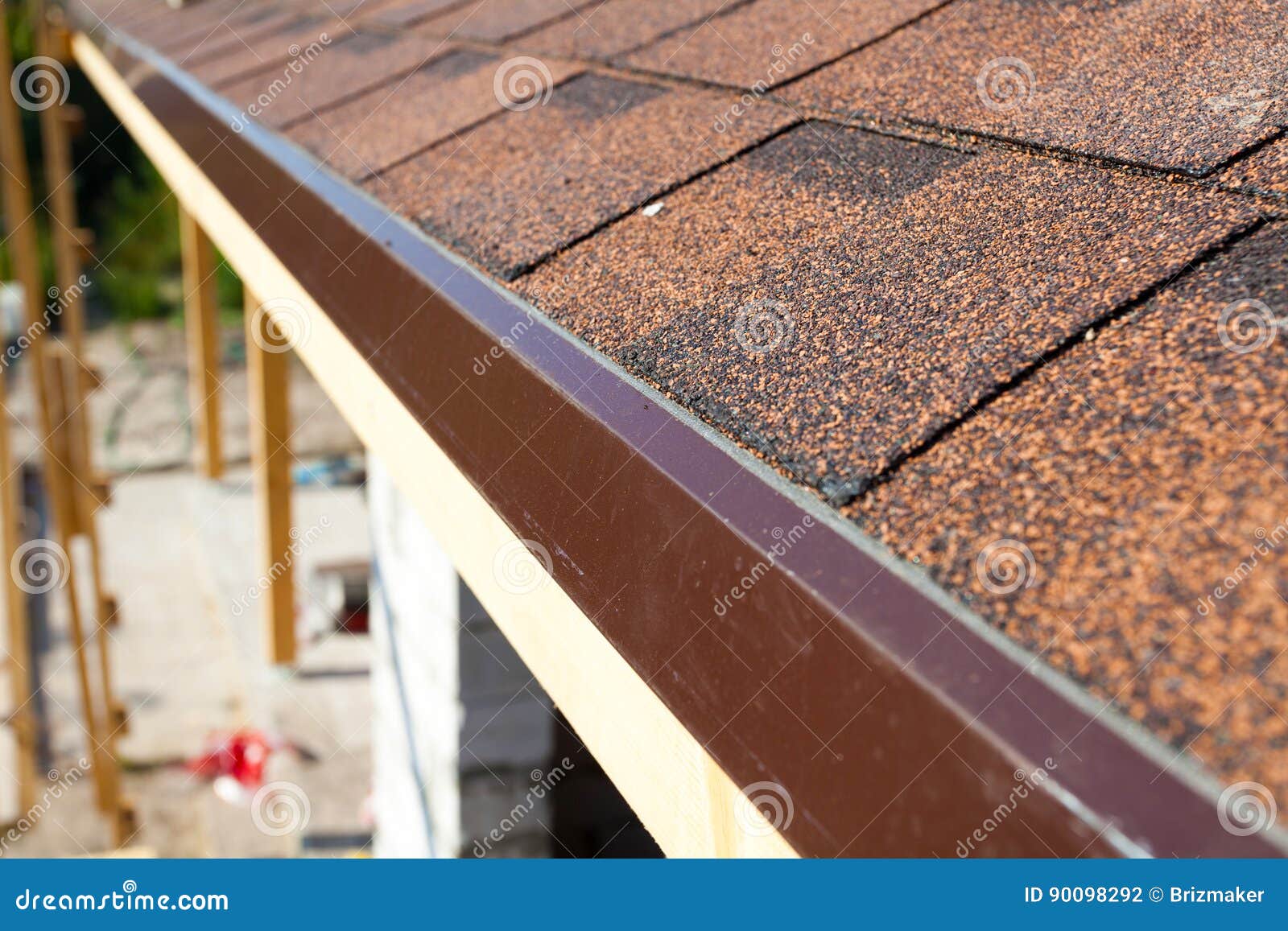 Closeup of New Installed Bitumen Roof Shingles Stock Photo - Image of ...