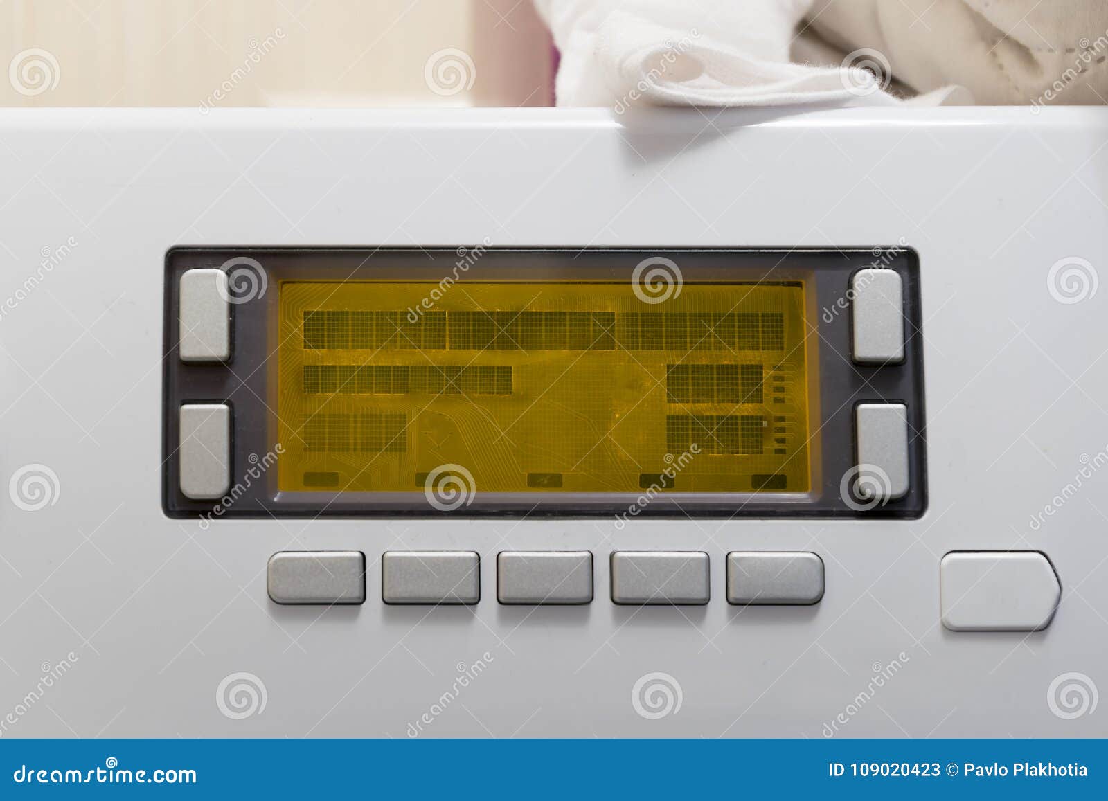 Closeup of New White Washing Machine Control Panel with Display and ...