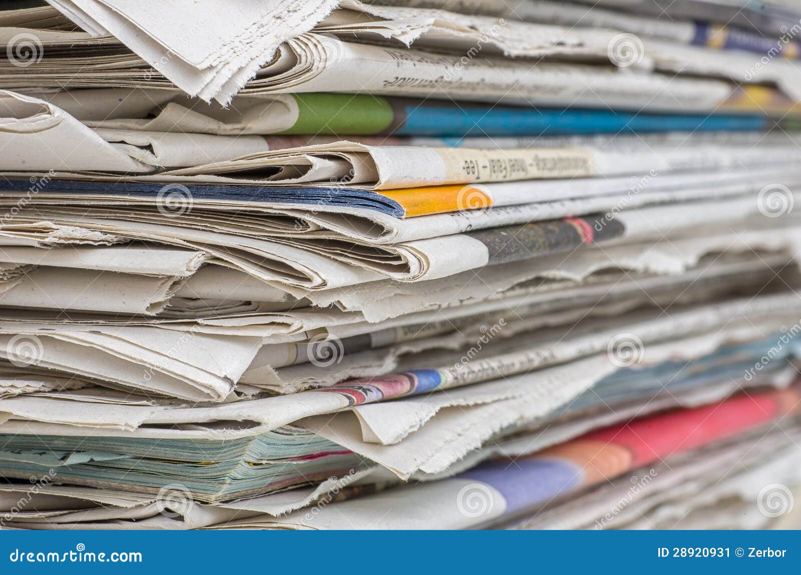Closeup of a Newspaper Stack Stock Image - Image of advertising ...