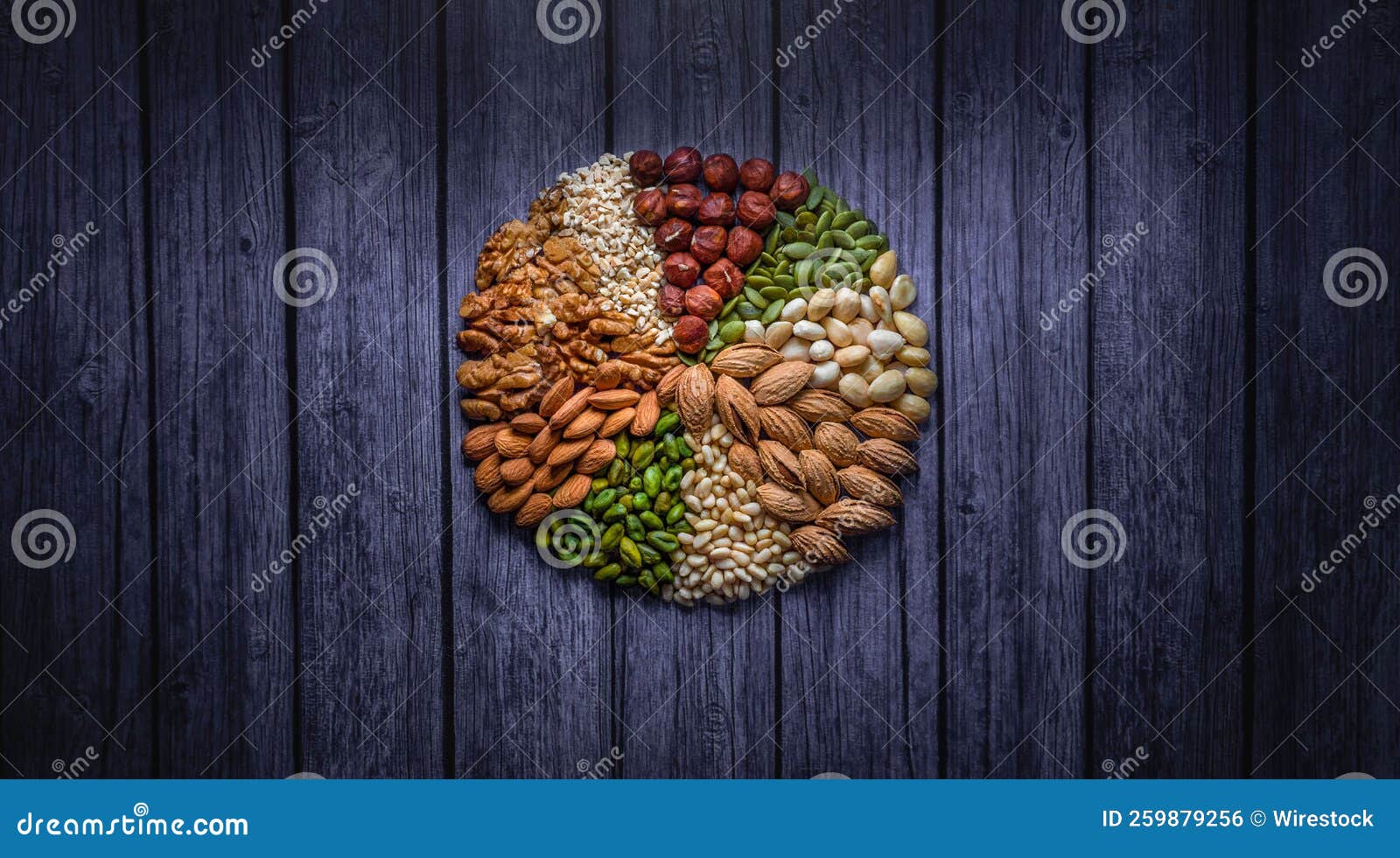 Closeup of Nut Varieties Arranged in Round Shape Stock Photo - Image of ...