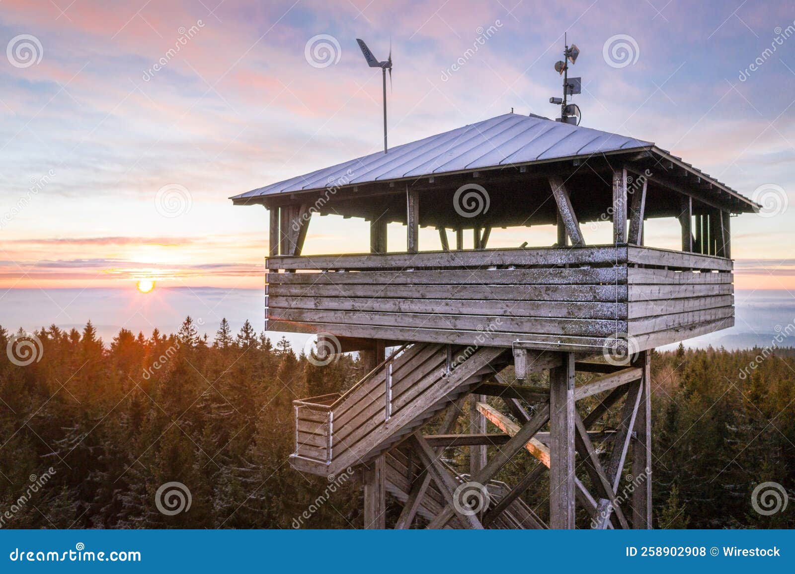 Closeup of an Observation Tower Above the Trees with a View of the ...