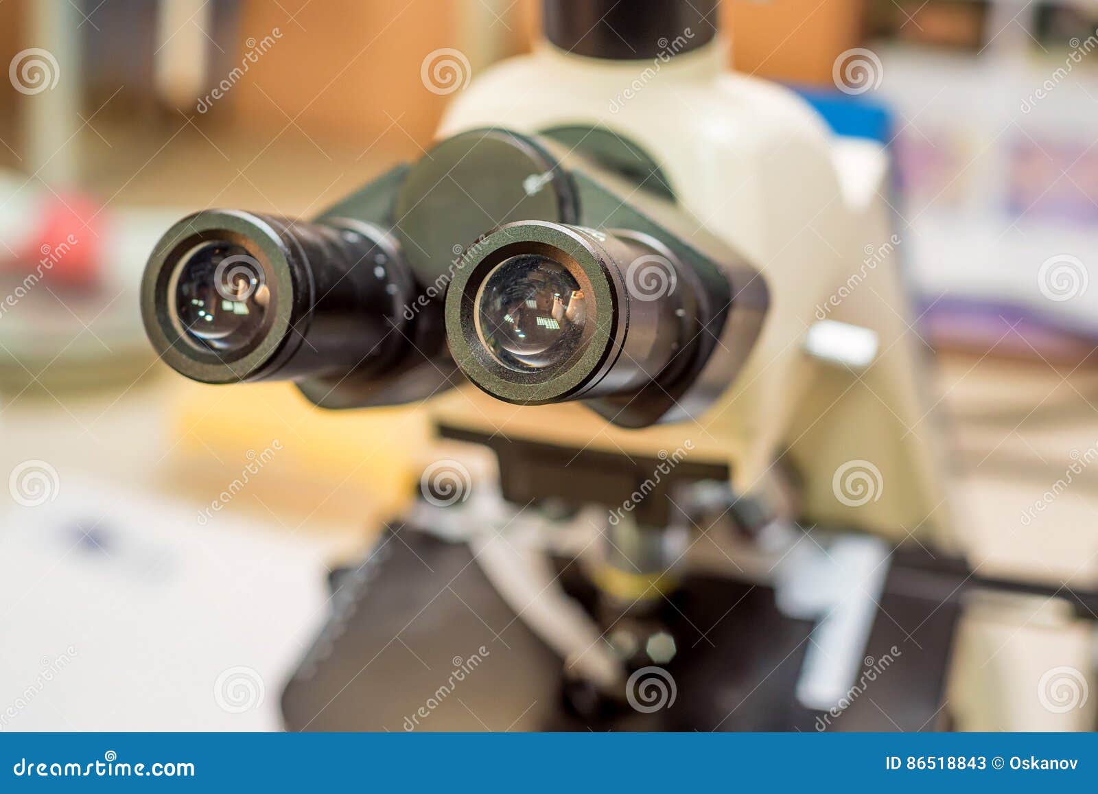 Closeup of Ocular Lens Microscope in Laboratory Stock Image - Image of ...