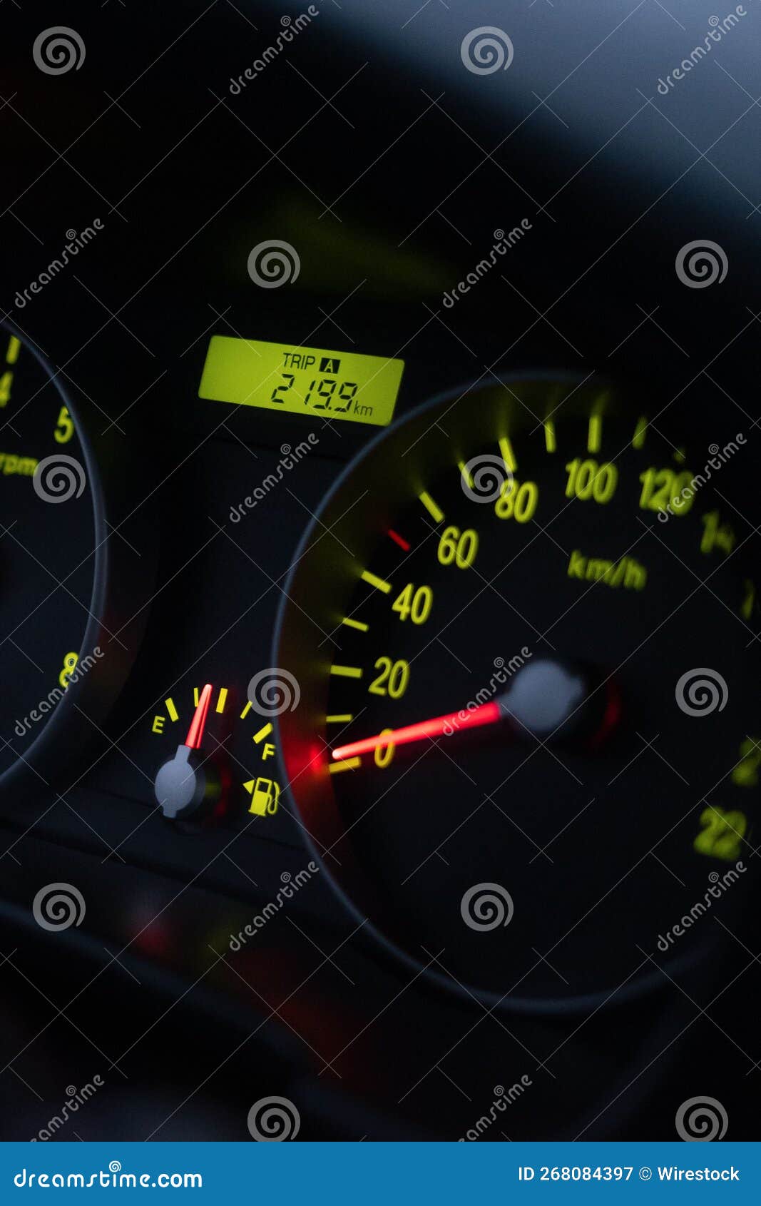 Closeup of the Odometer and Speedometer of the Car Dashboard Stock ...