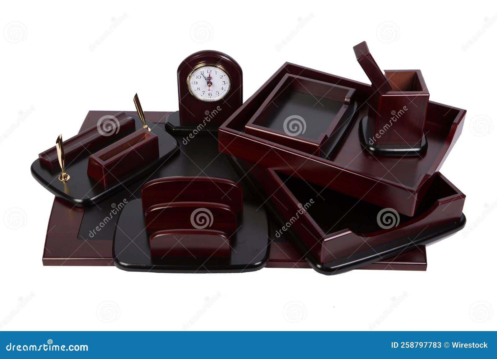 Closeup of an Office Table Set Isolated on White Background Stock Image ...