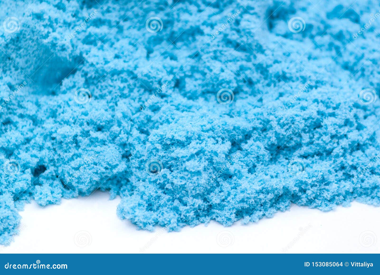 Closeup Og Blue Kinetic Sand on the White Background. Kids Development ...