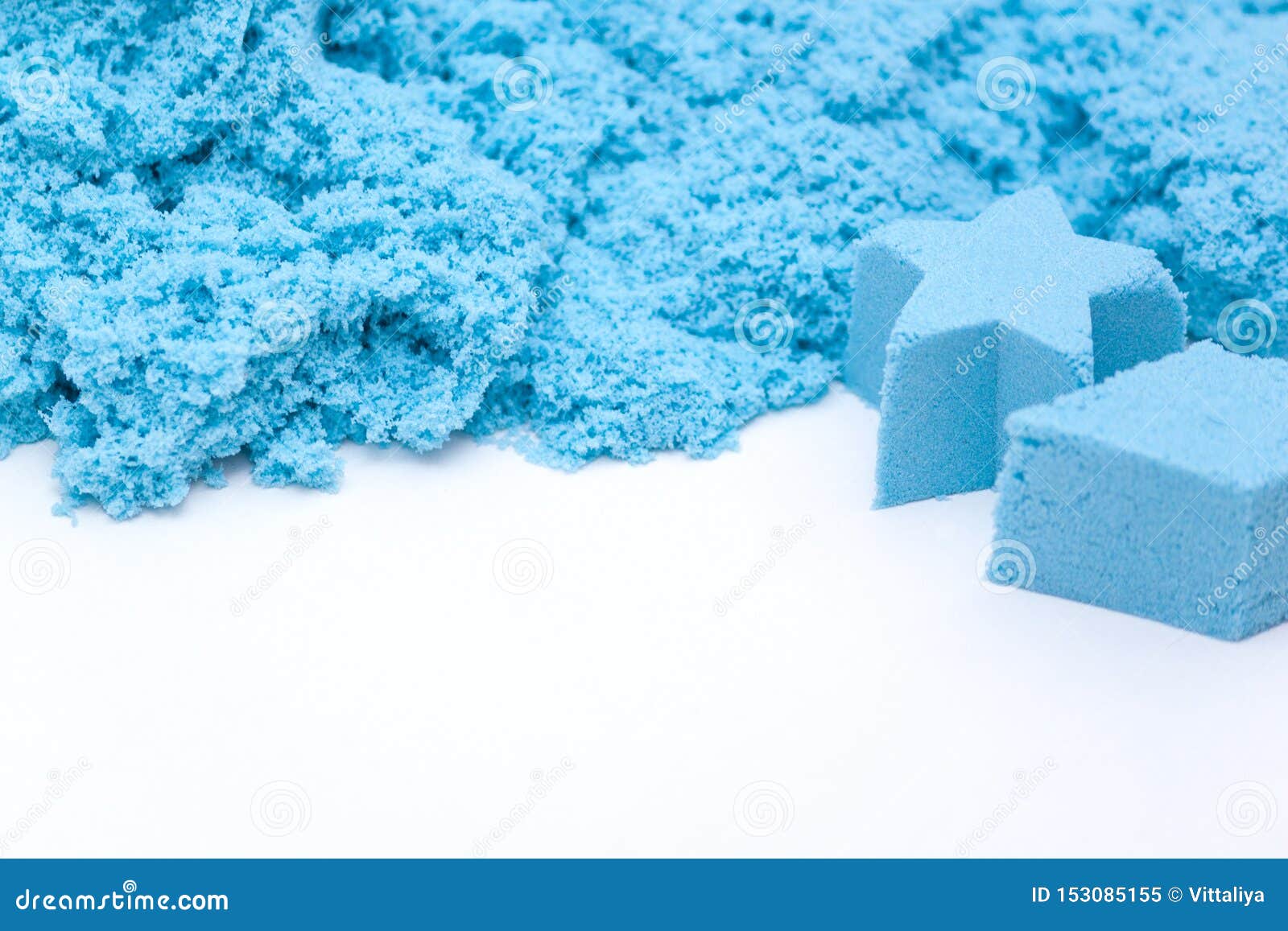 Closeup Og Blue Kinetic Sand on the White Background. Kids Development ...