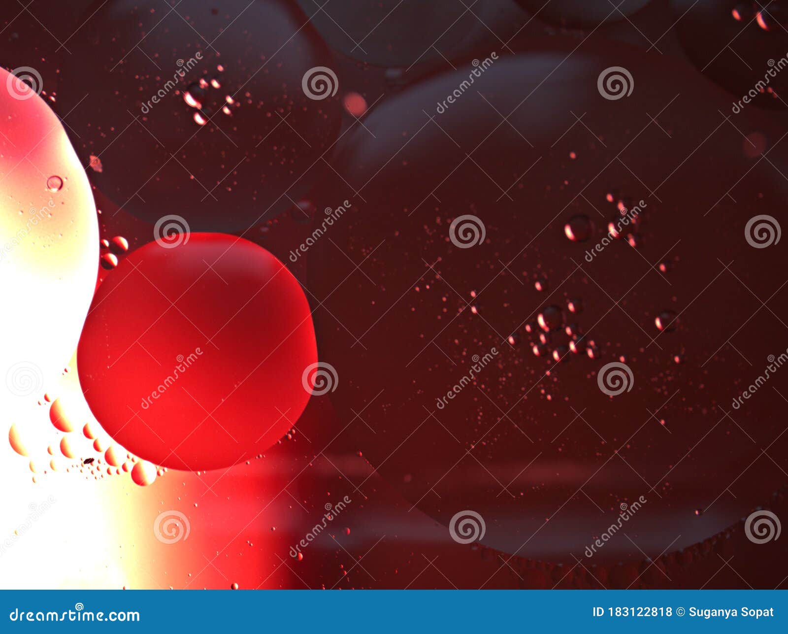 Closeup Oil Droplets with Red, Black Light Background and Shiny Stock ...