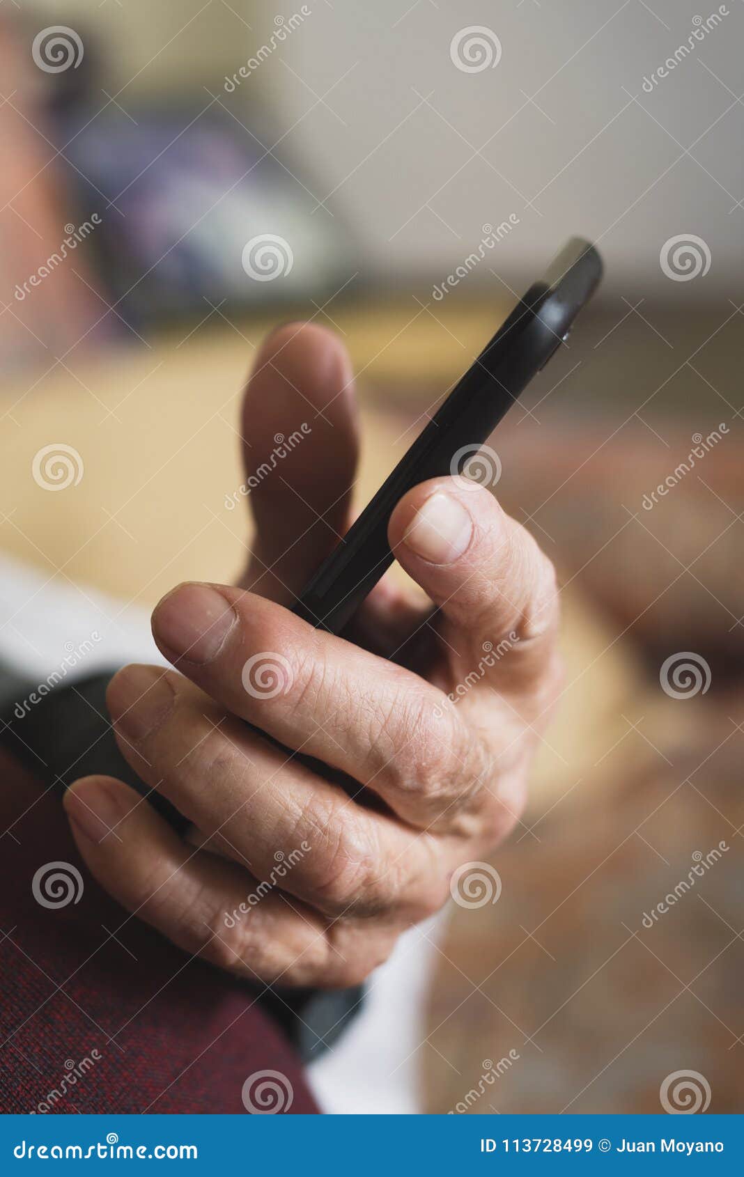 Old man using a smartphone stock image. Image of email - 113728499
