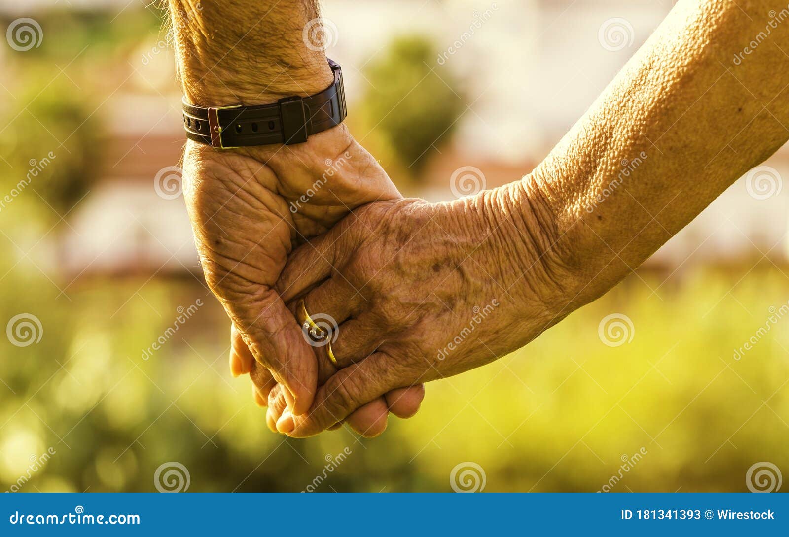 Elderly Couple Holding Hands