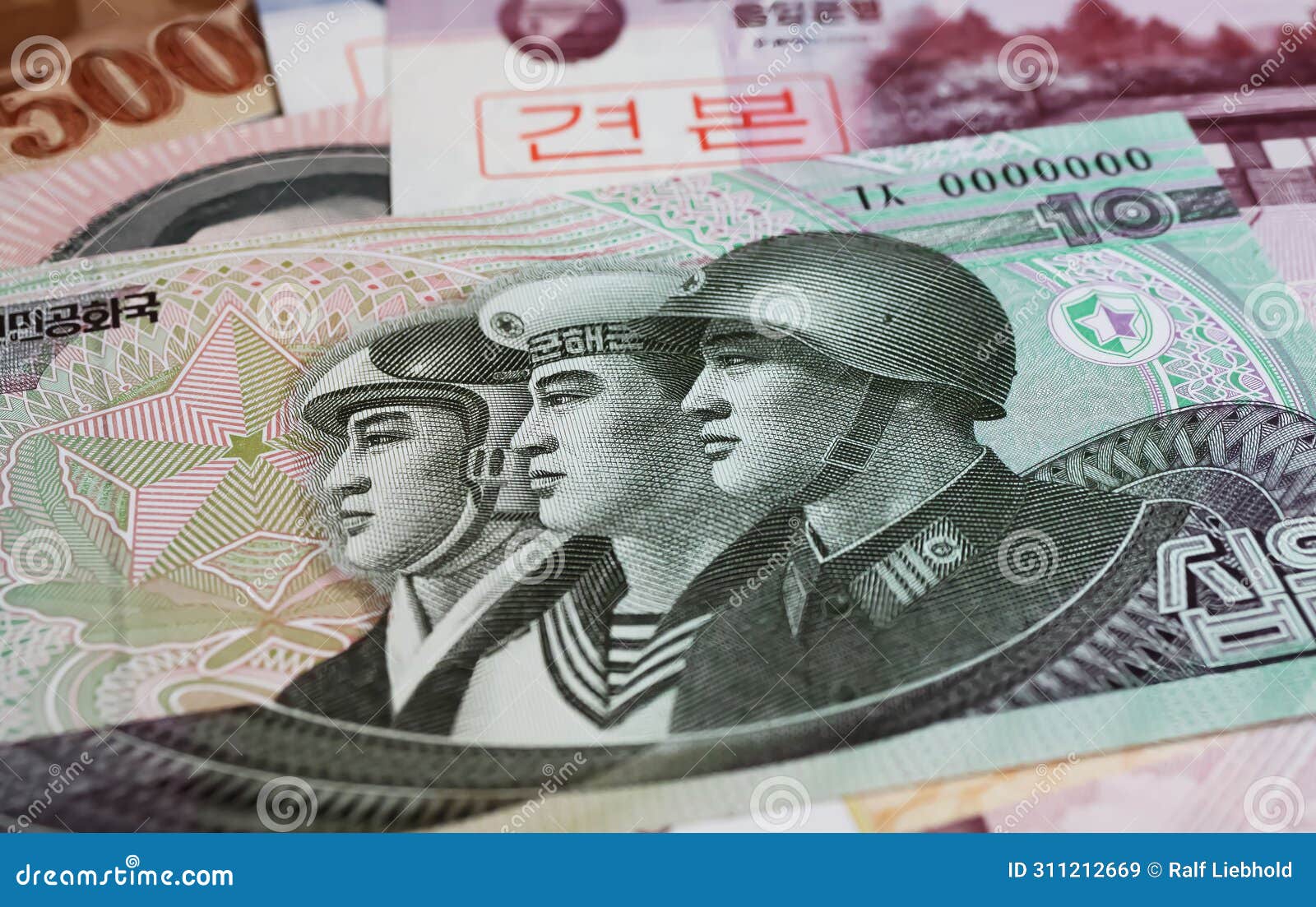 Closeup of Old Currency North Korean Won Banknote Stock Image - Image ...