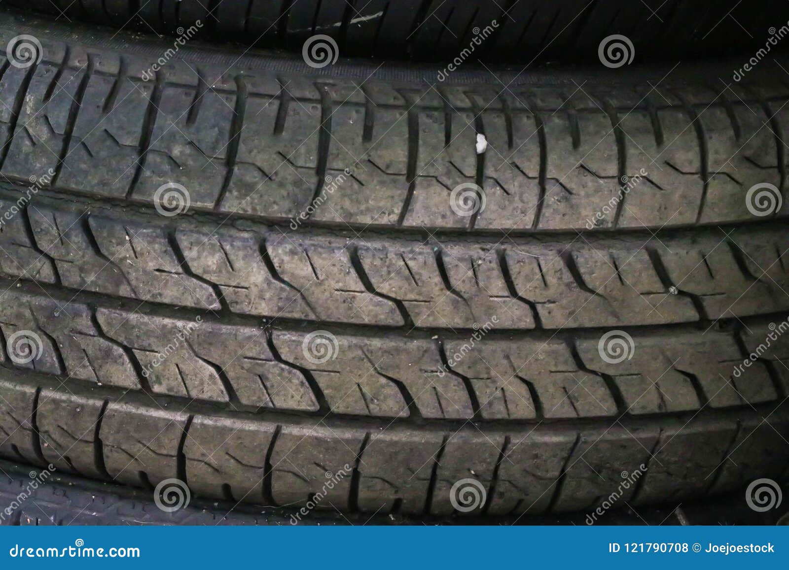 Closeup of Old, Damaged and Worn Black Tire Tread Stock Photo - Image ...