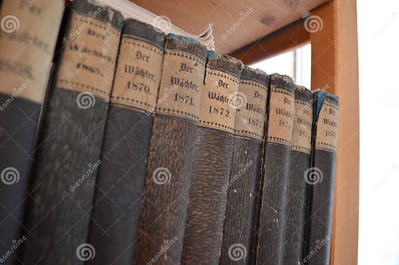 Closeup of Old Dusty Books in a Library. Editorial Stock Photo - Image ...