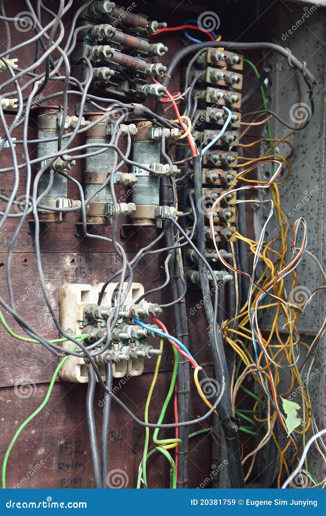 Closeup of Old Electric Box with Wiring Stock Image - Image of circuit ...