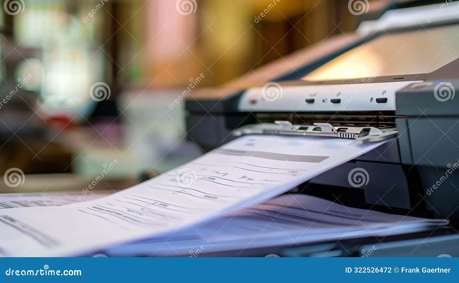 Closeup on an Old-fashioned Fax Machine that is Currently Transmitting ...