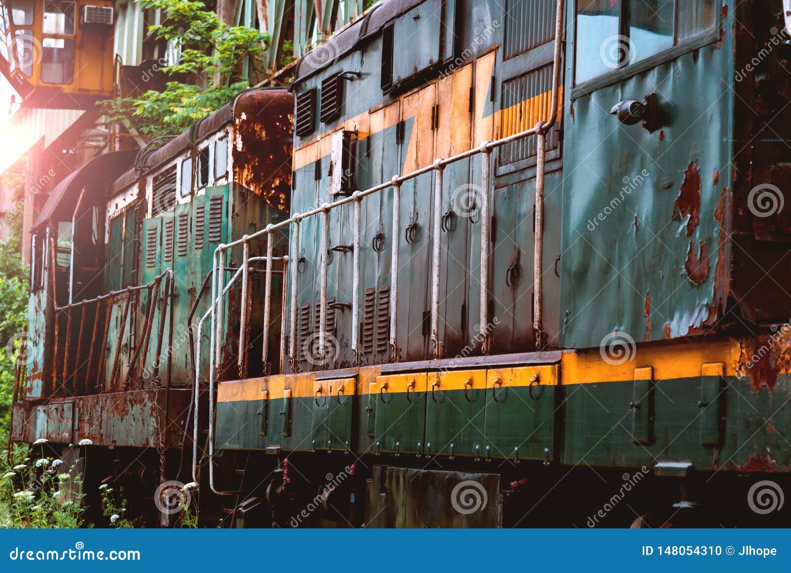 Closeup of an Old Green Train Stock Photo - Image of nature, steel ...