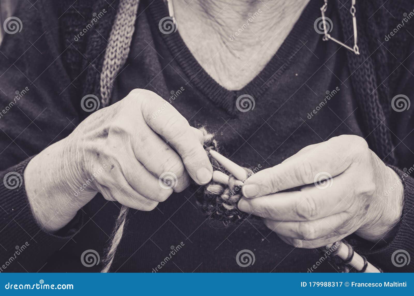 Closeup on Old Lady Hands To Knitting Stock Image - Image of knitting ...
