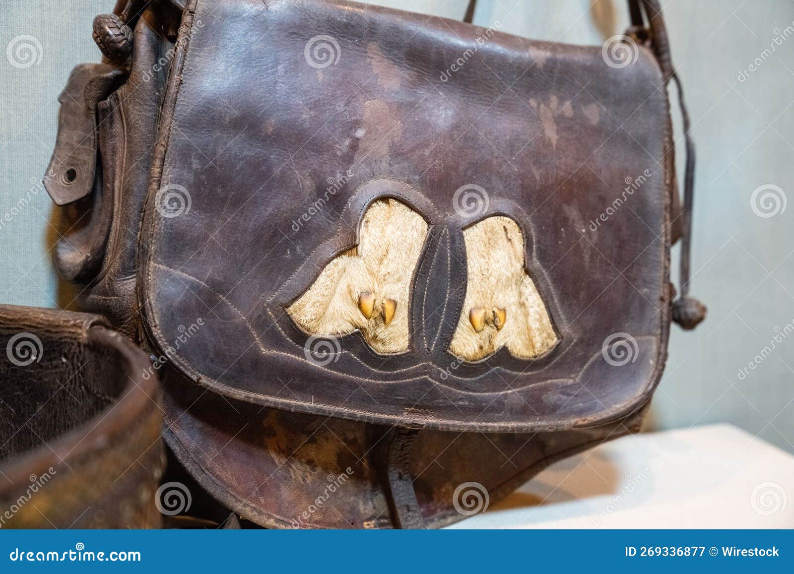 Closeup of an Old Leather Bag Stock Image - Image of rural, abstract ...
