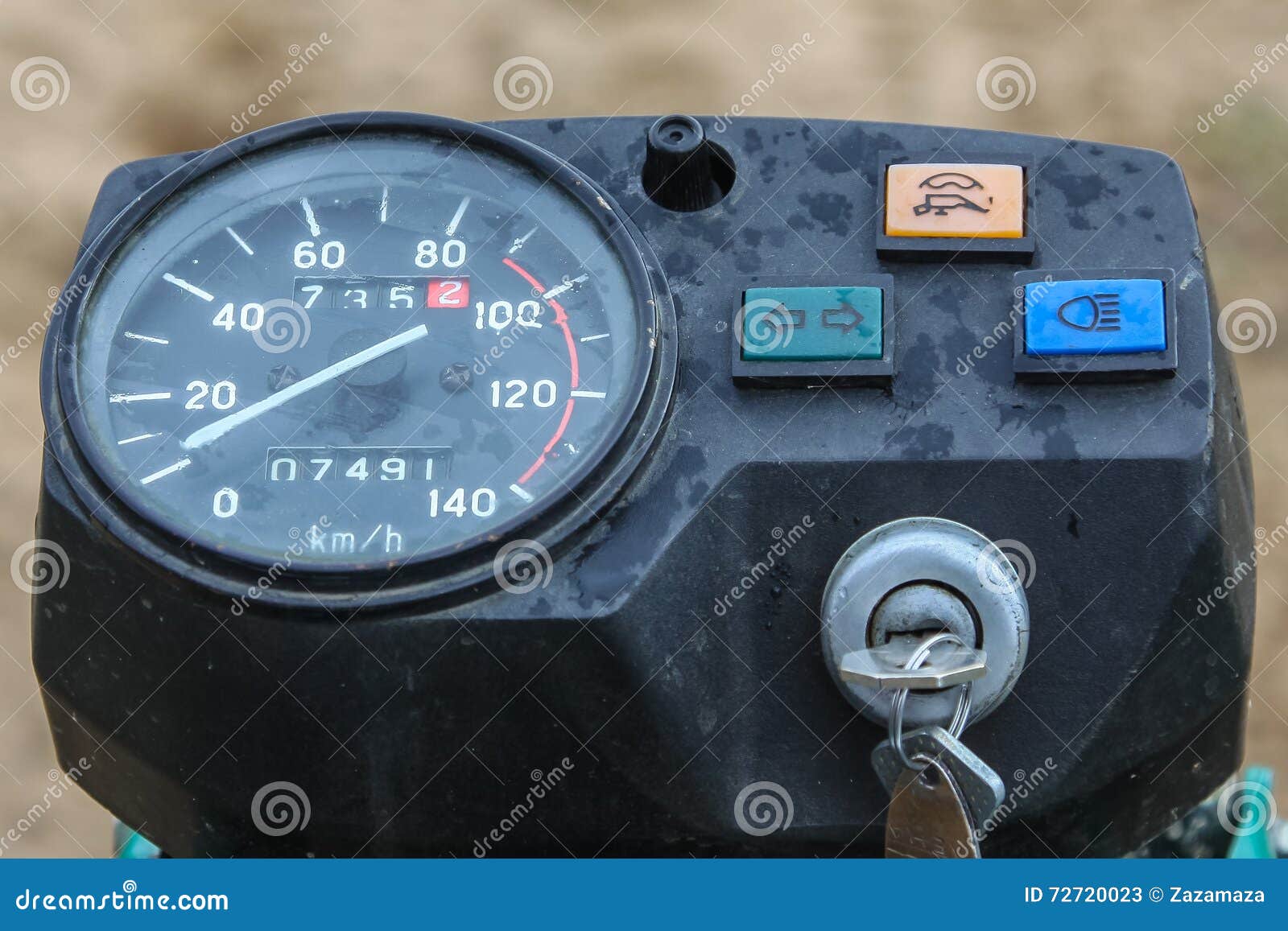 Closeup of Old Motorcycle Speedometer with Drops from Rain during Using ...