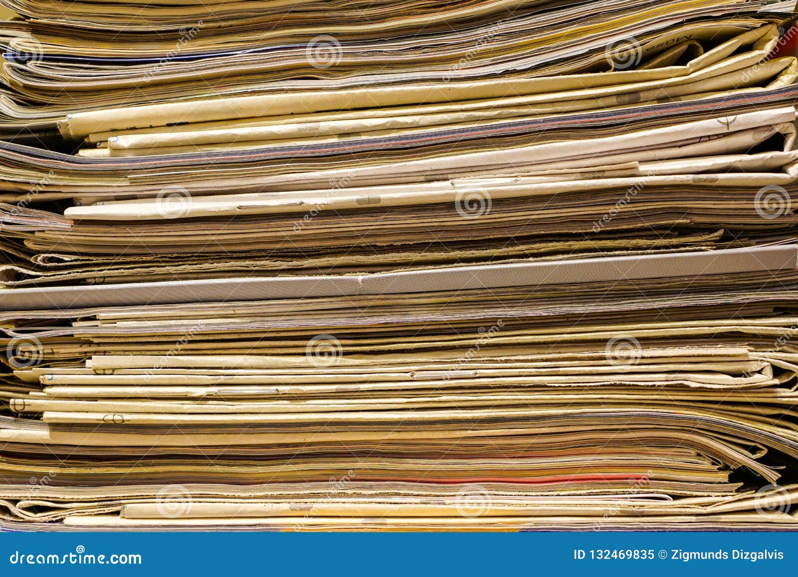 Closeup of Old Newspapers and Magazines, Stack, Side View Stock Image ...