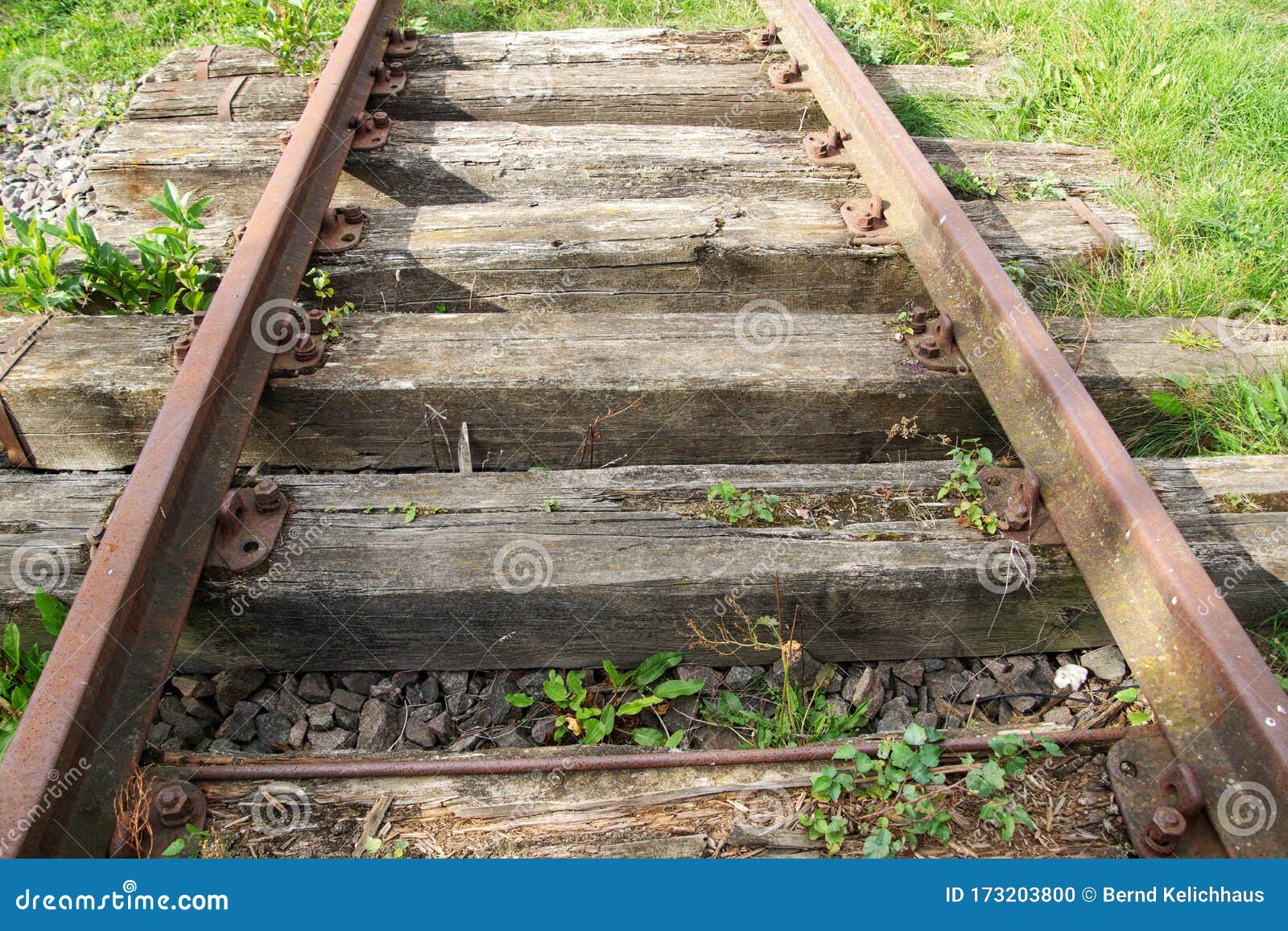 Closeup Old Railroad Train Rails Stock Photo - Image of perspective ...