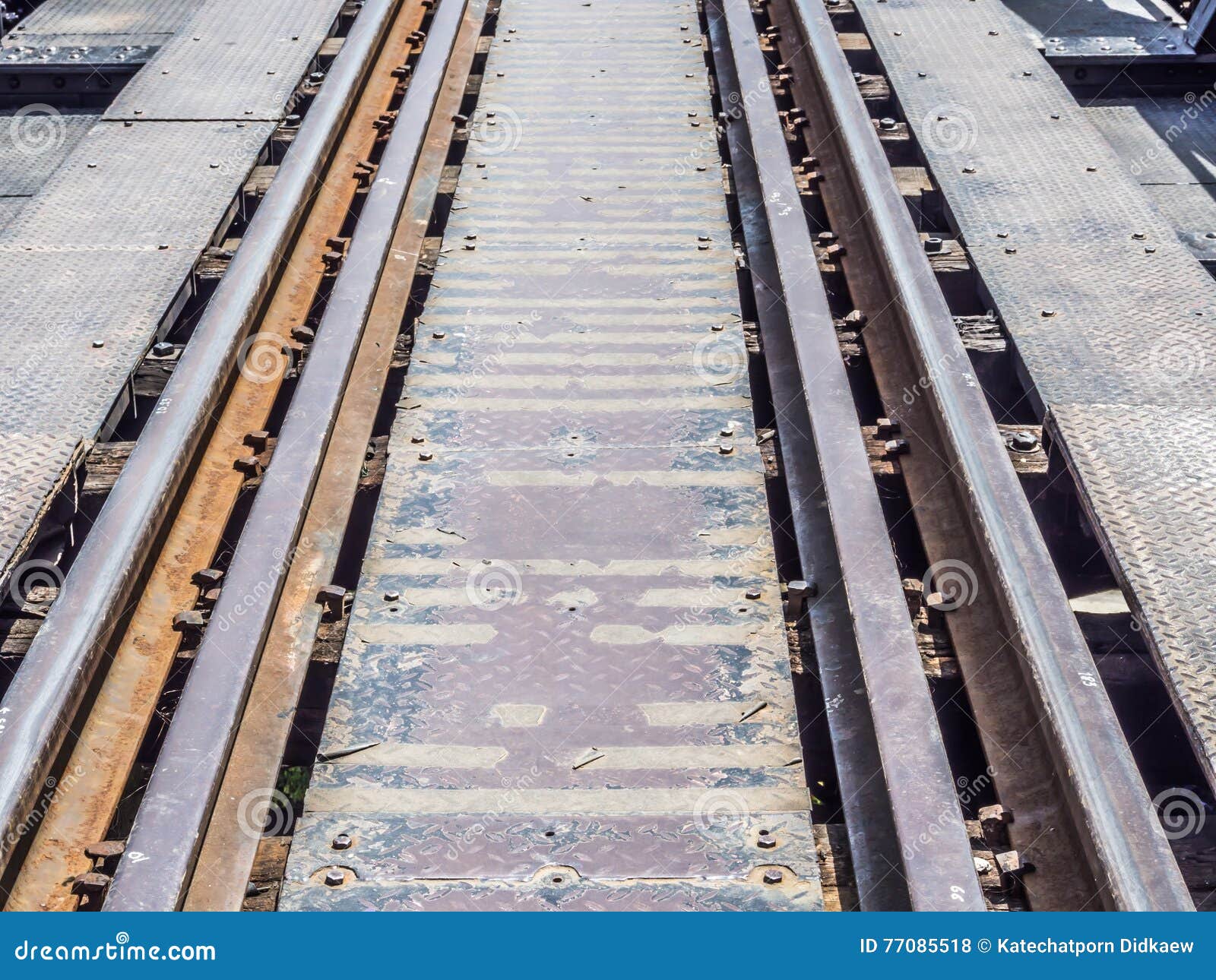 Closeup of an Old Railway Track on Steel Bridge Stock Photo - Image of ...