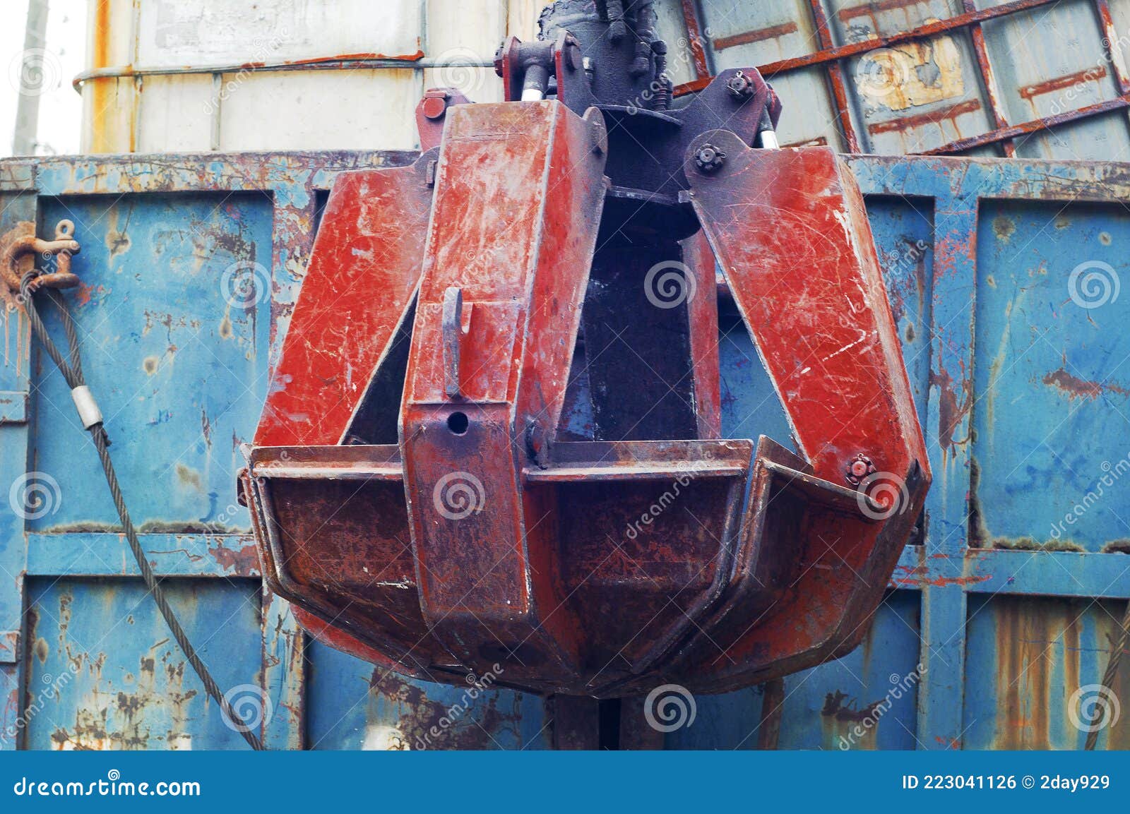Closeup of a Old Red Huge Mechanical Claw Stock Photo - Image of ...