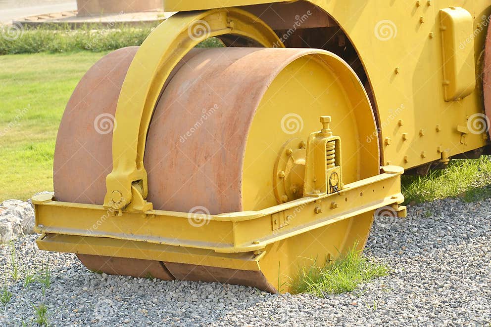 Closeup of old road roller stock image. Image of machine - 149198861