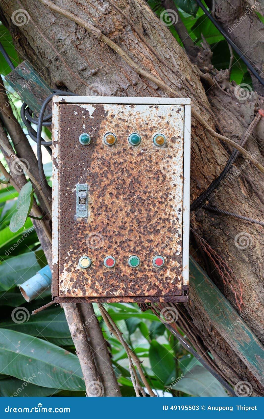 Closeup of the Old Rusty Control Panel in Wood Stock Image - Image of ...