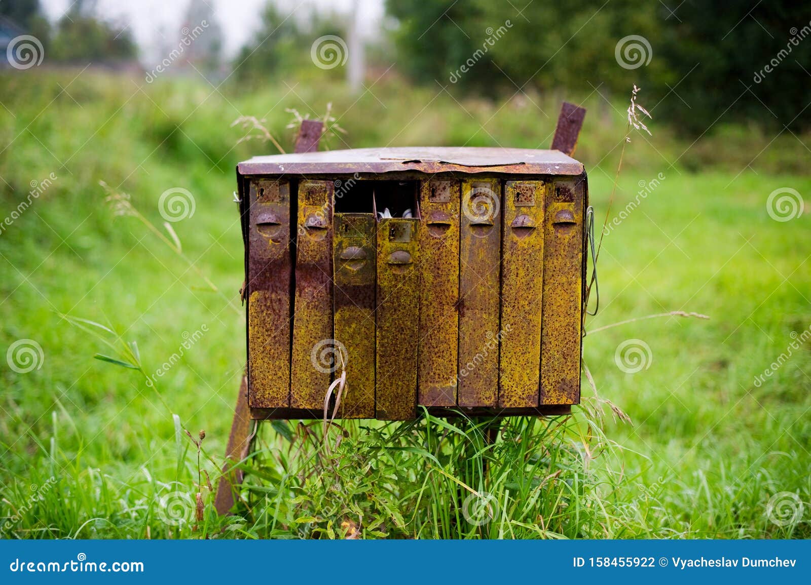 Closeup of Old Rusty Mailboxes in a Village Stock Photo - Image of rust ...