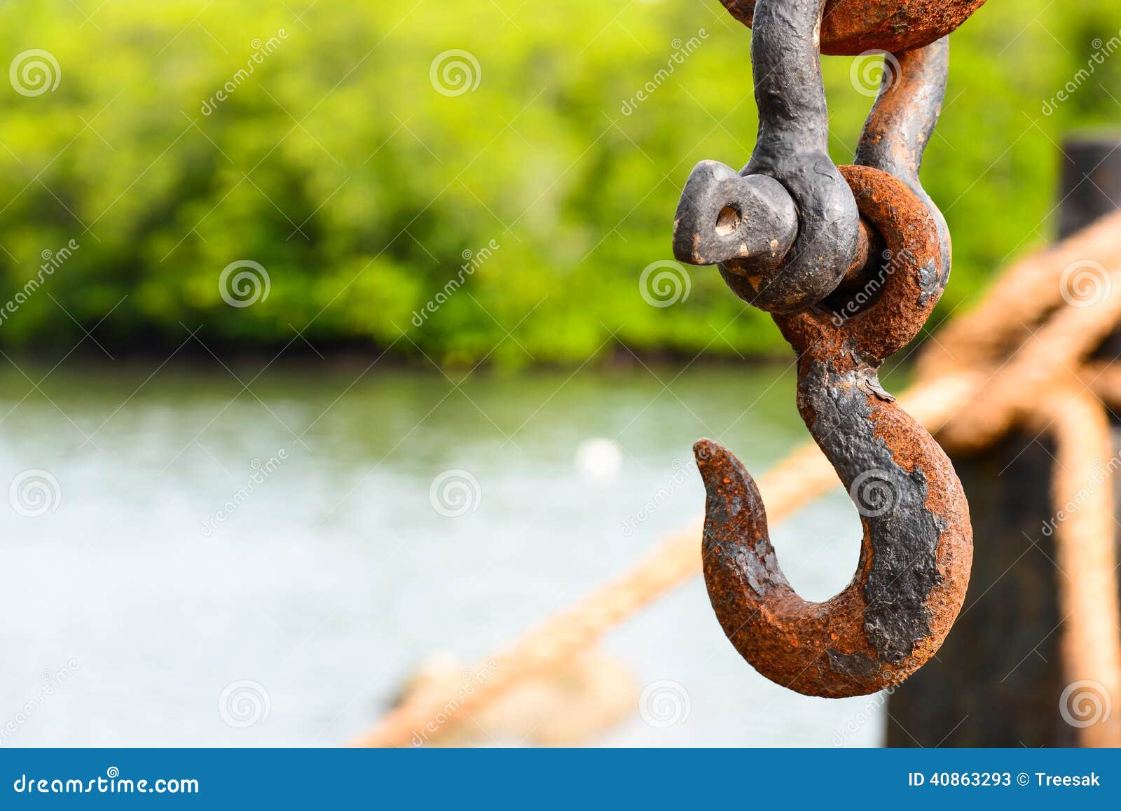 Closeup Old Rusty Steel Hook Stock Image - Image of cable, lift: 40863293