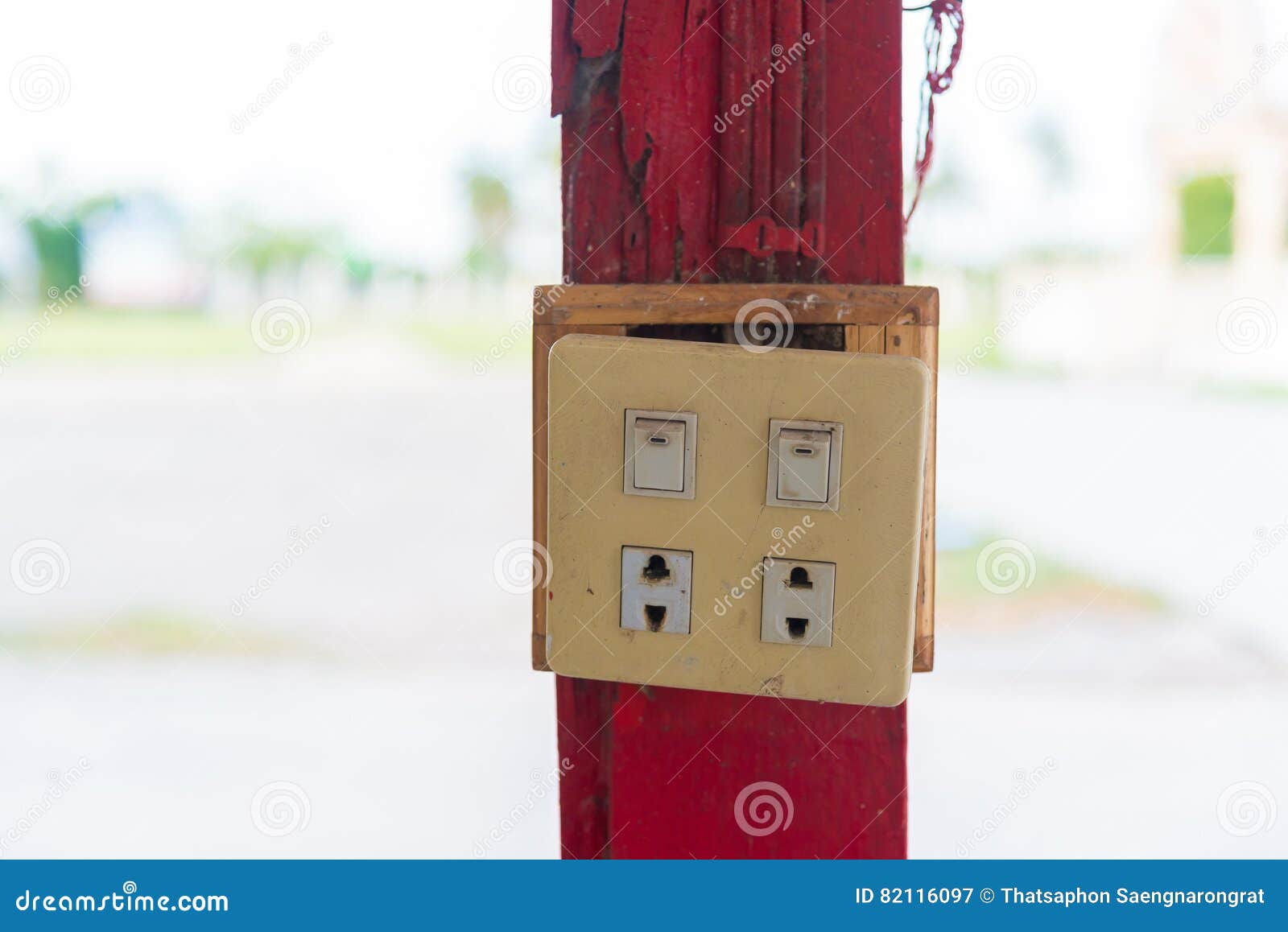 Closeup of Old Socket, Electrical Outlet. Stock Image - Image of supply ...