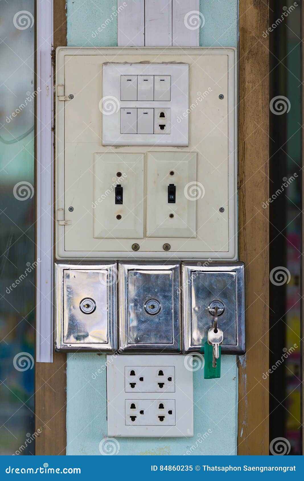Closeup of Old Socket, Electrical Outlet. Stock Image - Image of power ...