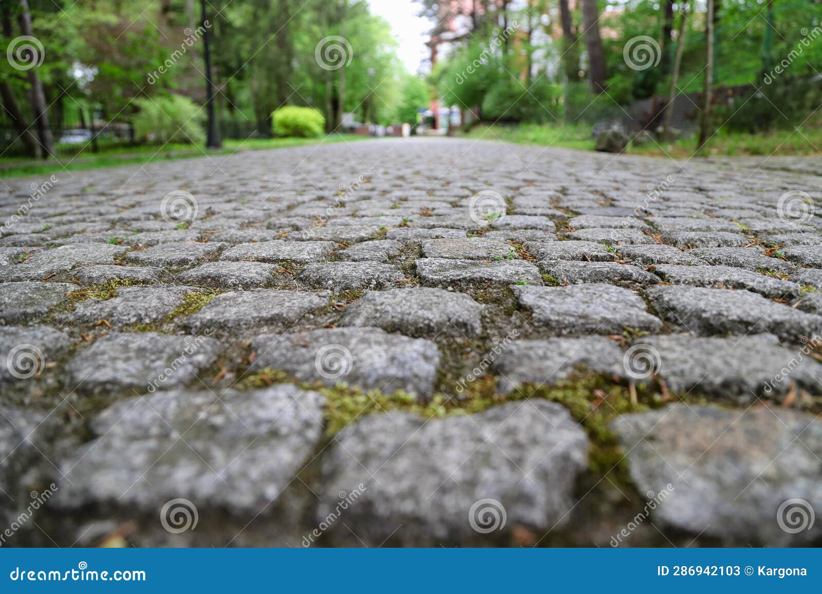 Old Stoneblock Road Cobbled with Rectangular Granite Blocks. Surface ...