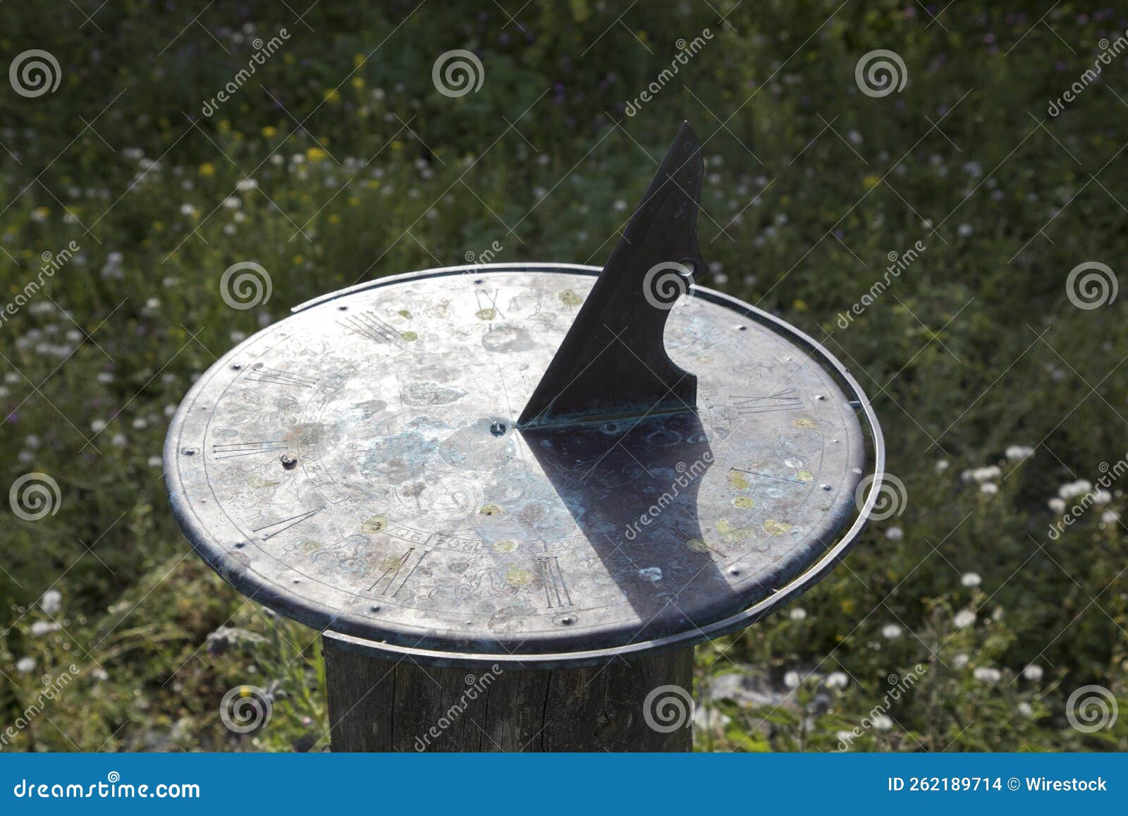 Closeup of an Old Sundial with a Triangular Blade Stock Photo - Image ...