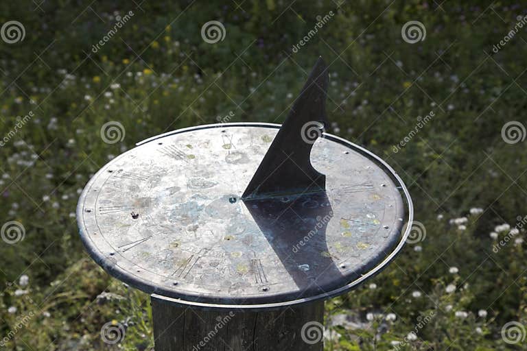 Closeup of an Old Sundial with a Triangular Blade Stock Photo - Image ...