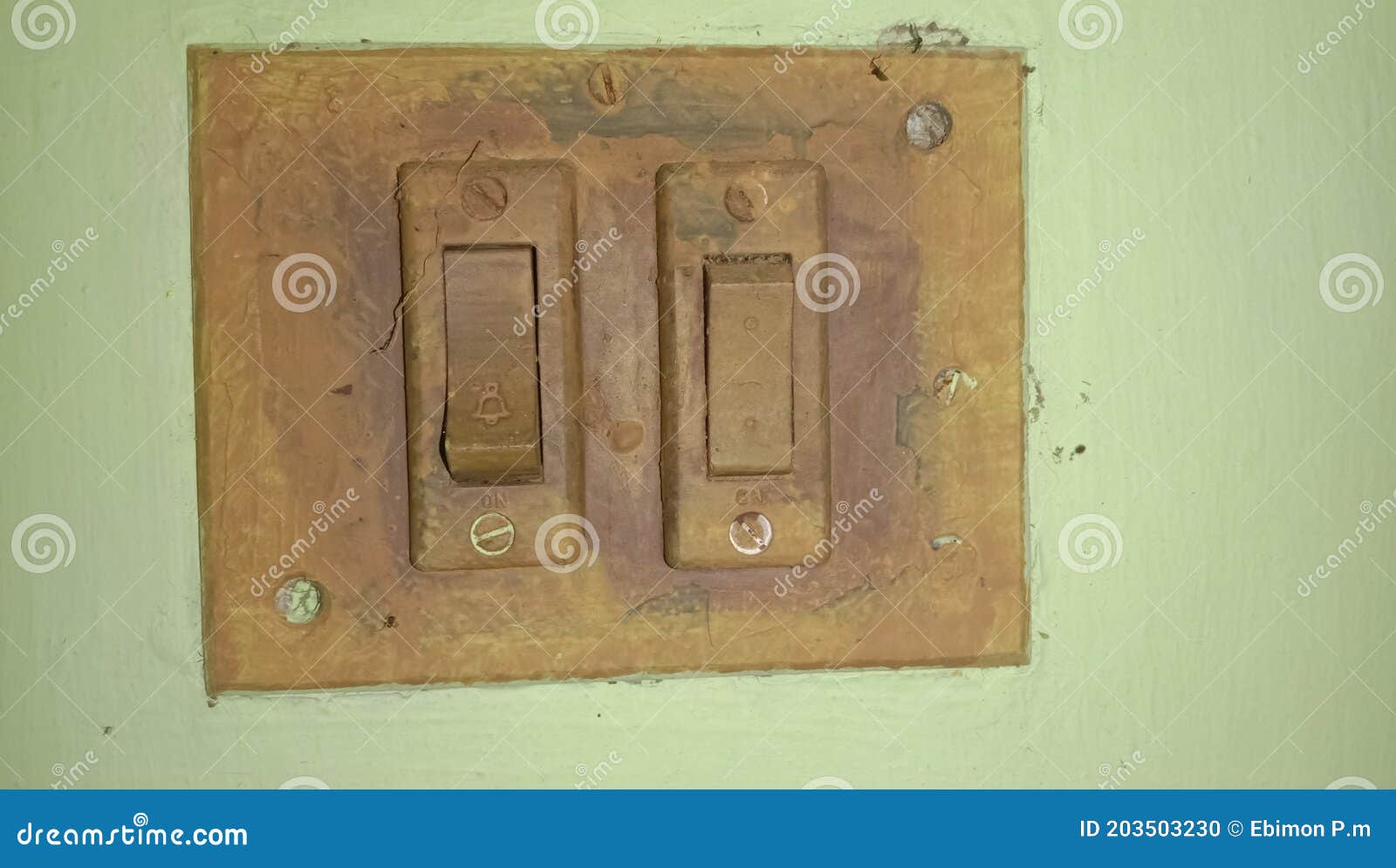Closeup of Old Switch Board on Wall. Stock Photo - Image of ...