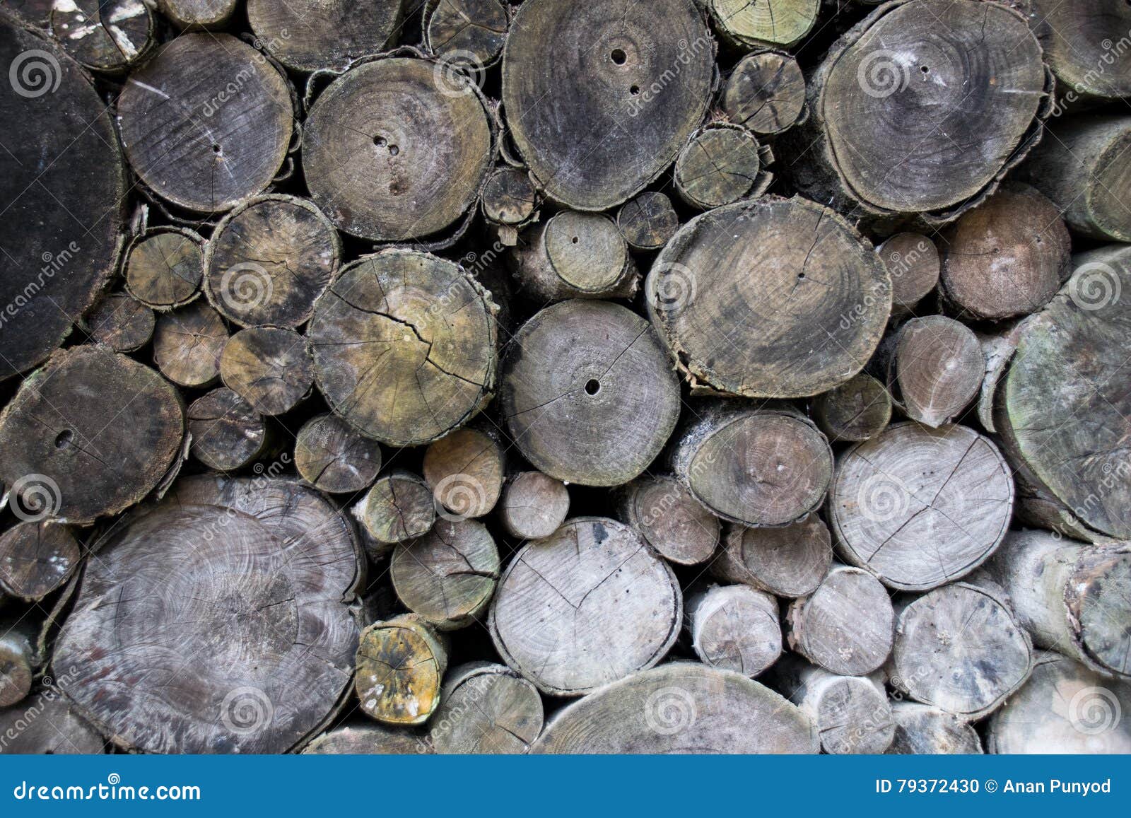 Closeup Old Timber. Stacked Timber Logs All Over for Industry Abstract ...
