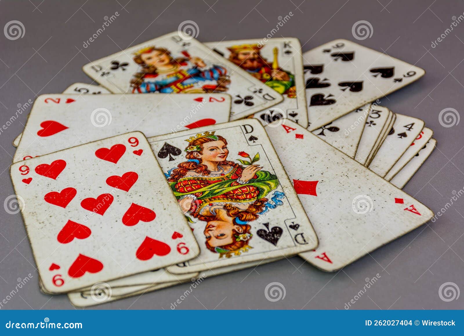 Closeup of Old Vintage Playing Cards Stock Photo - Image of table ...