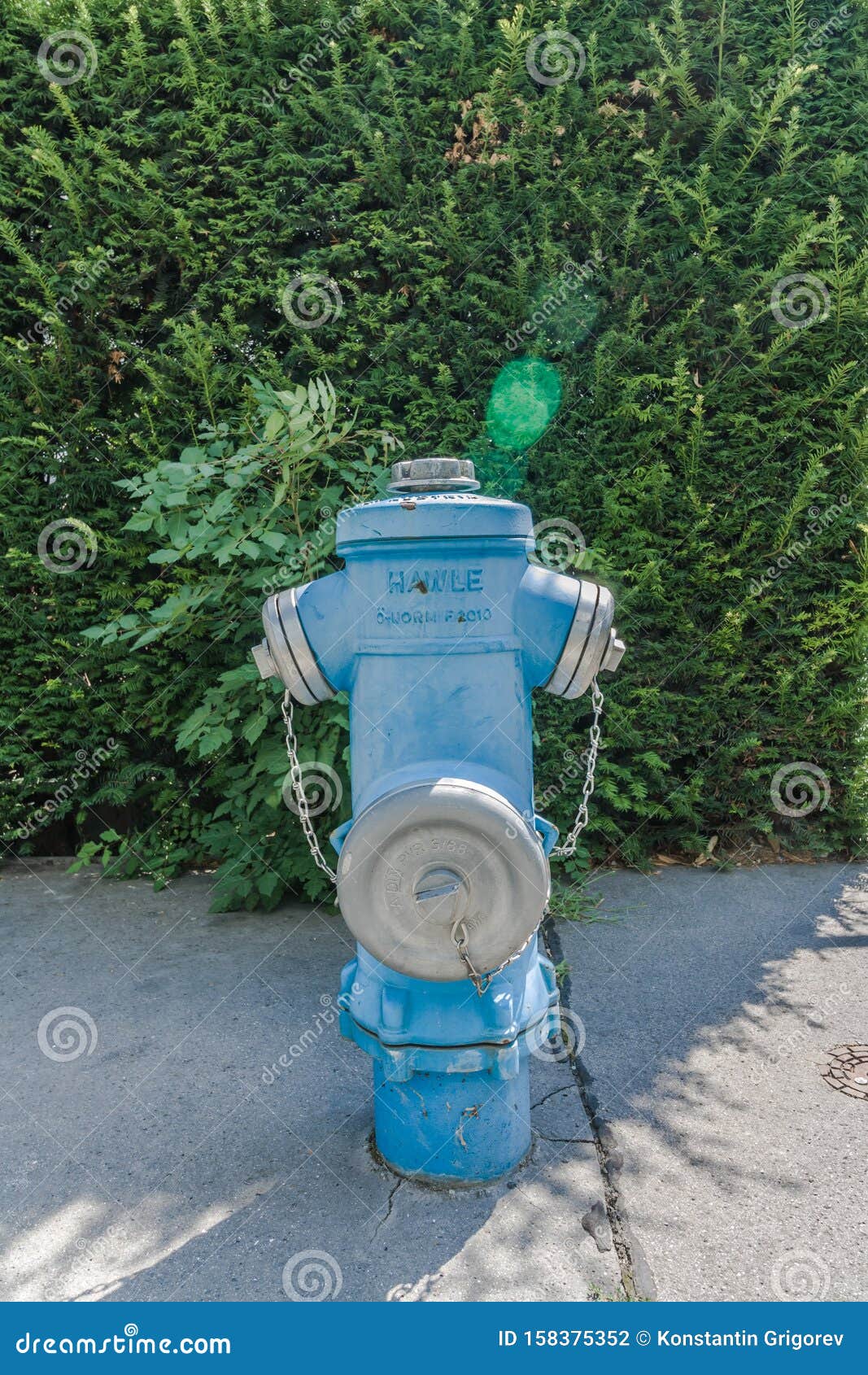 Closeup of Old Weathered Fire Hydrant on Street. Blue Fire Hydrant on ...