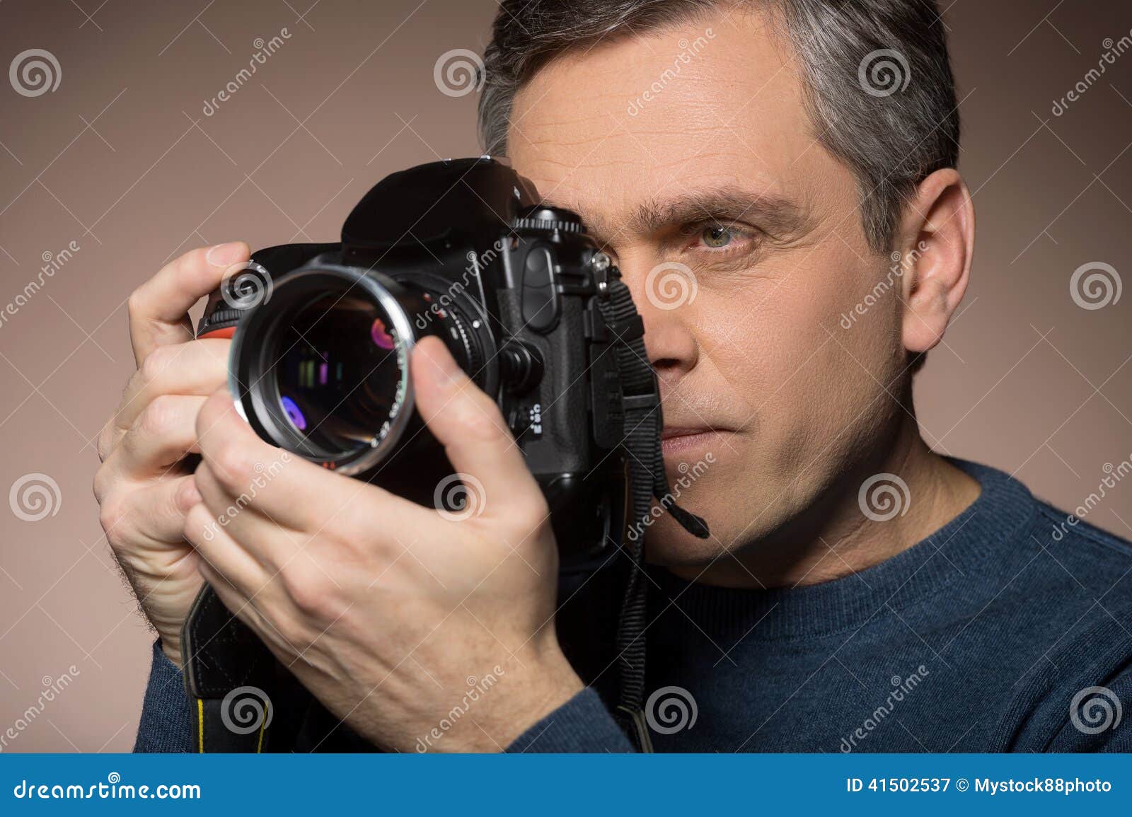 Closeup Of Older Man Holding Camera. Stock Image - Image of closeup ...