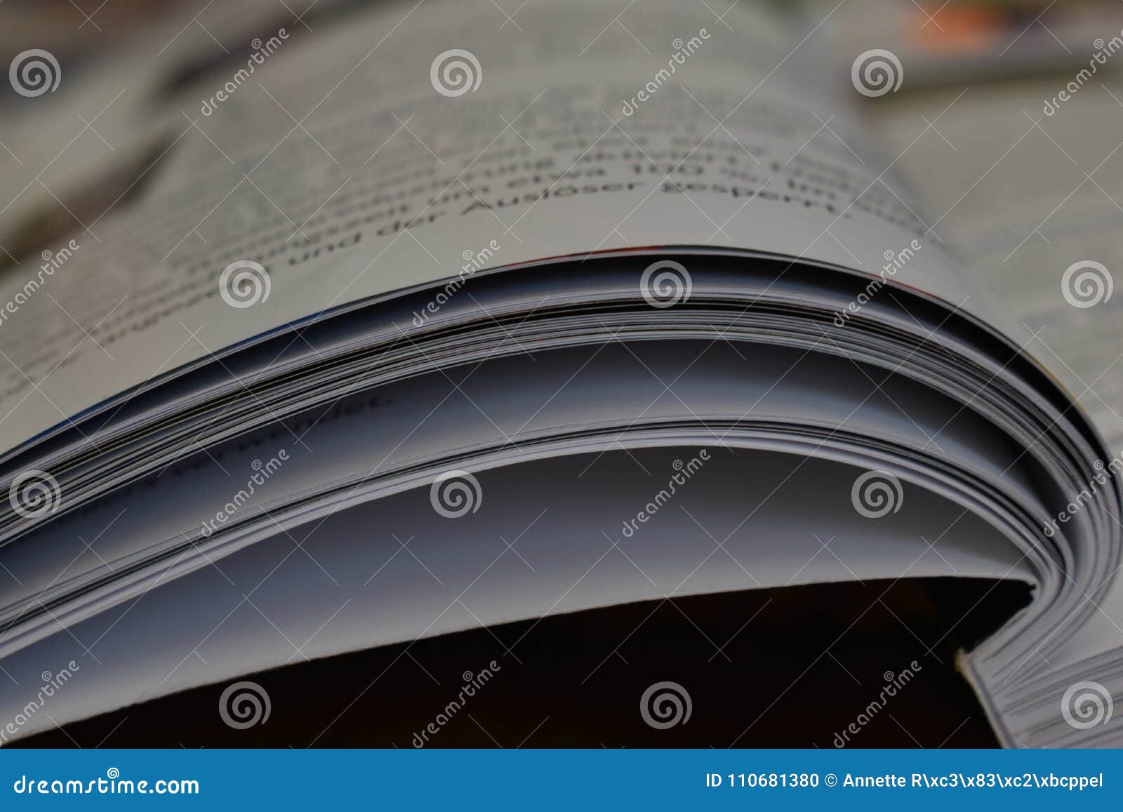 Closeup of an Open Book with Many Pages on the Desk Stock Photo - Image ...
