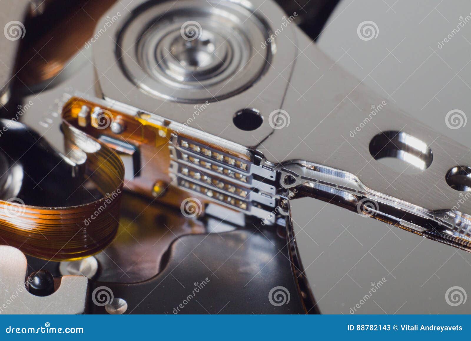 Closeup of an Open Computer Hard Drive Stock Image - Image of computing ...